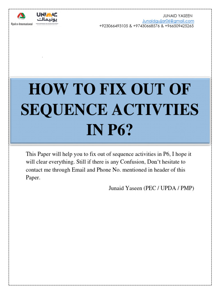 How To Fix Out of Sequence Activities in P6 | PDF | Data Management ...