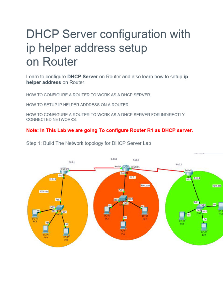 DHCP Server Configuration With Ip Helper Address Setup On | PDF | Router (Computing) | Ip Address
