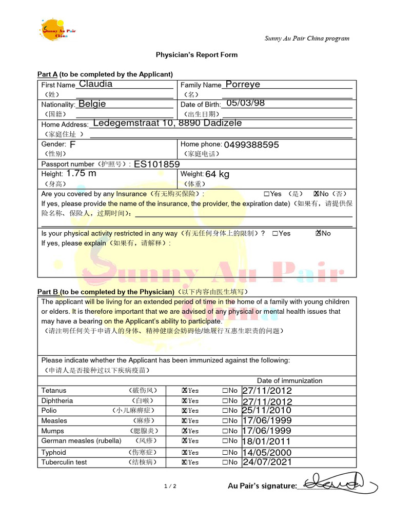 Physician's Report Form 2023 - Signed (1) (1) - Edited | PDF