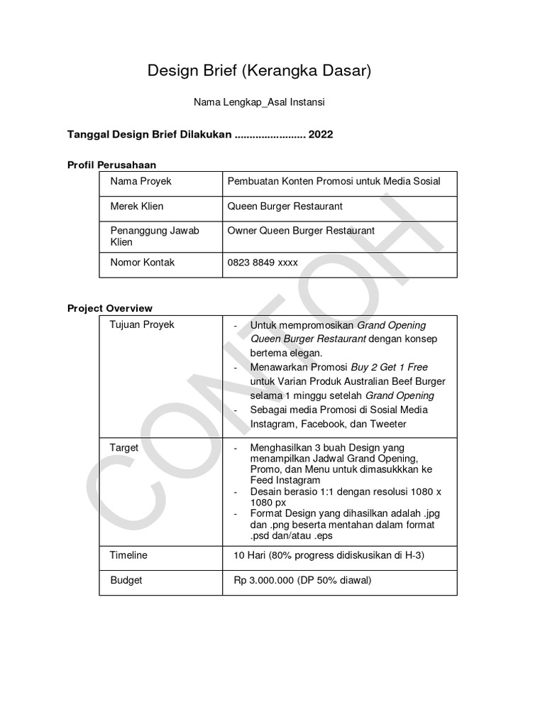 Contoh Desain Brief | PDF