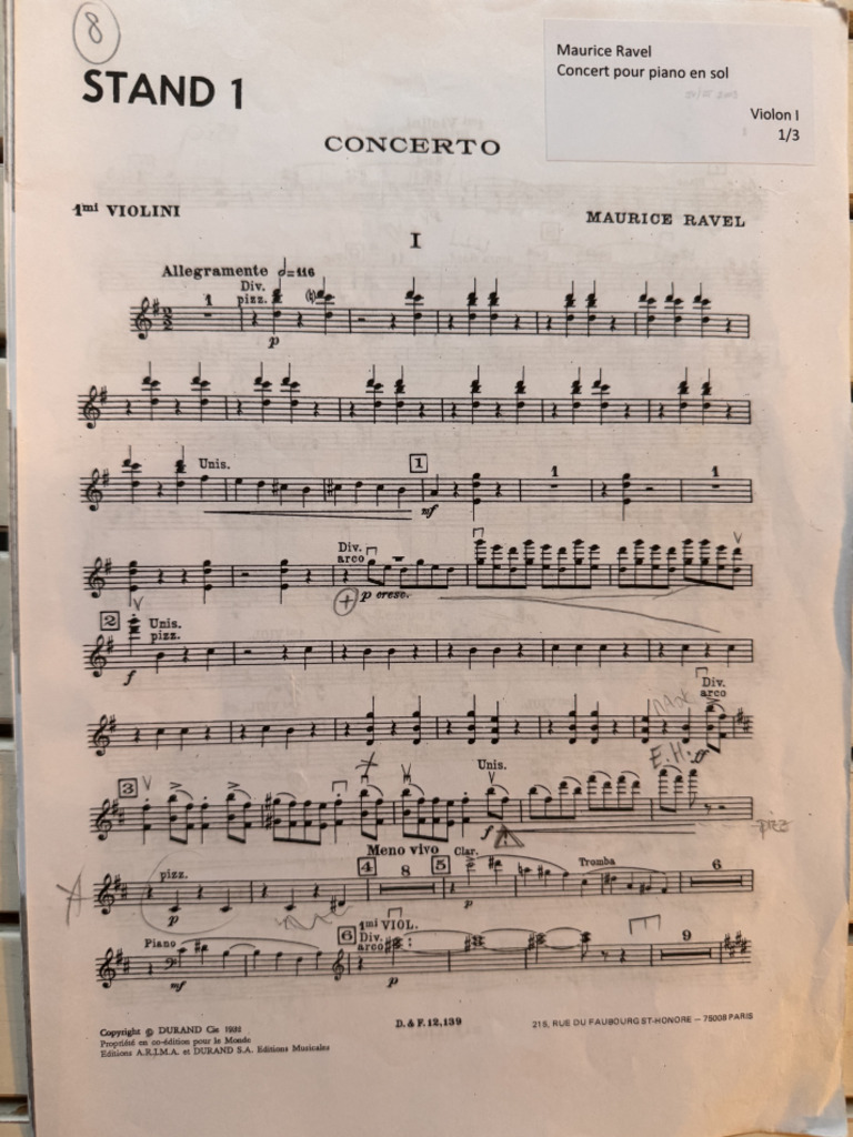 Violin 1 Bowed - Ravel - Piano Concerto 2 | PDF