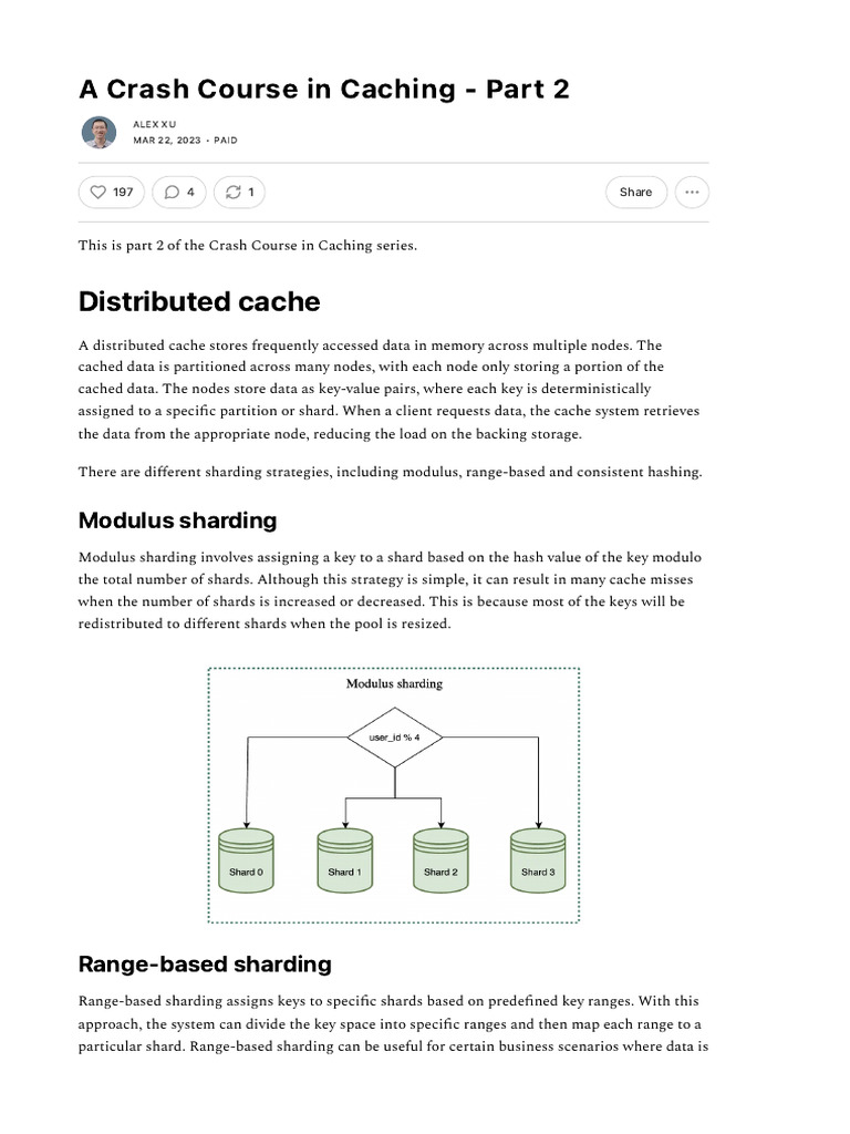 A Crash Course in Caching - Part 2 - by Alex Xu | PDF | Cache (Computing) | Computer Data Storage