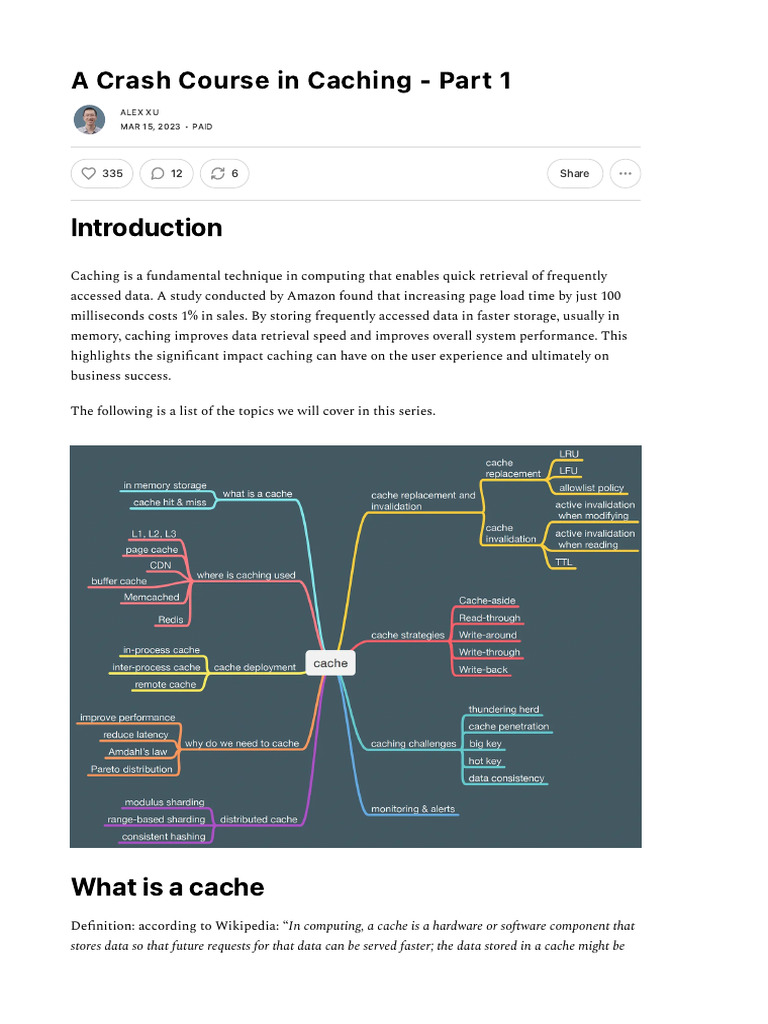 A Crash Course in Caching - Part 1 - by Alex Xu | PDF | Cache (Computing) | Computer Data Storage