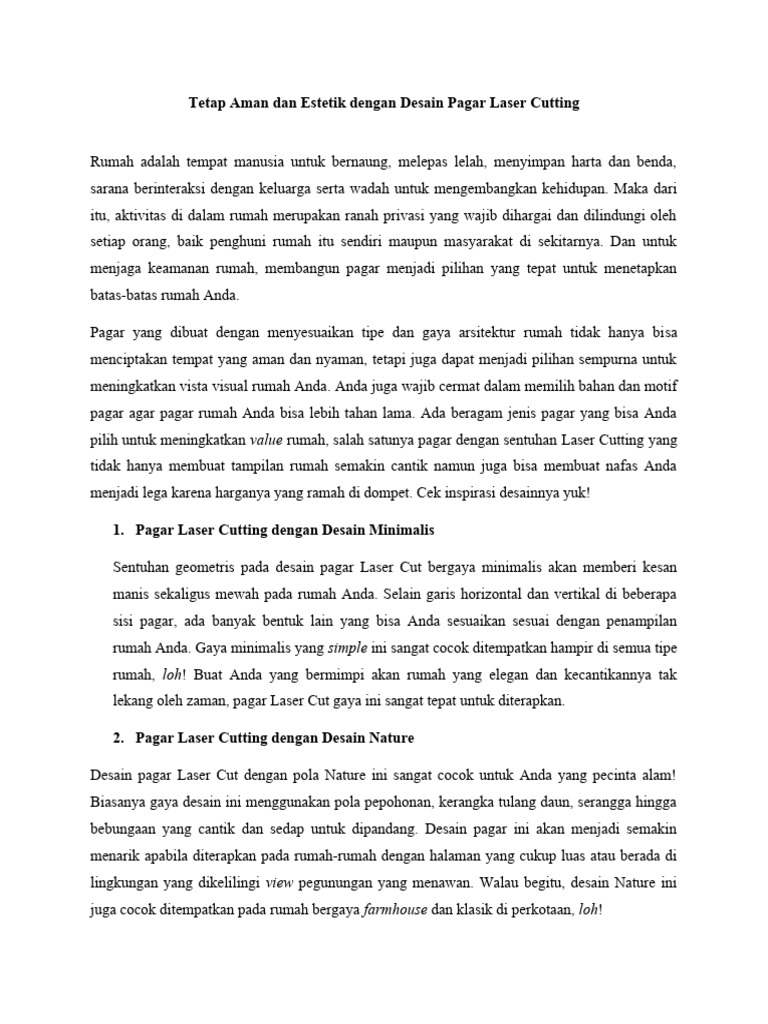 Desain Pagar Laser Cutting | PDF