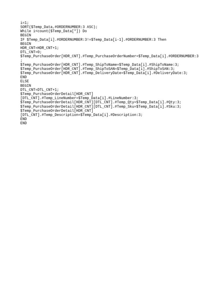 Purchase Order Data Processing Script | PDF | Finance & Money Management