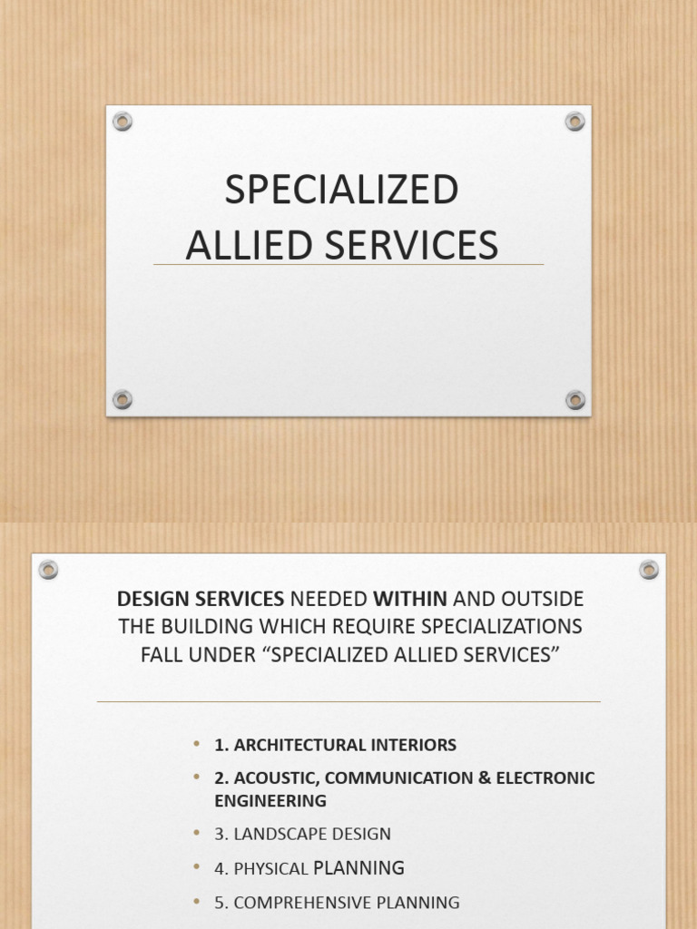 Specialized Allied Services | PDF | Architect | Alternative Dispute Resolution