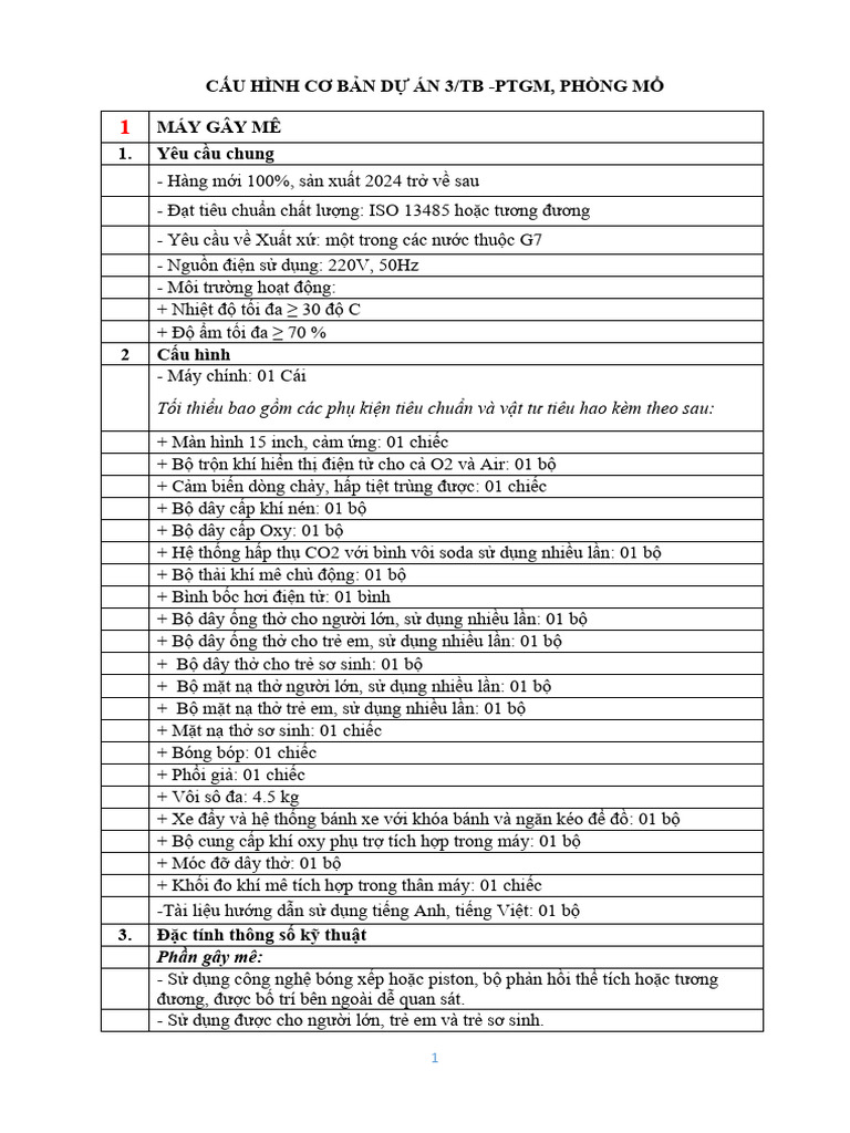 4. Cấu Hình Tb Da3-Ptgm, Phòng Mổ Lần 1 | PDF