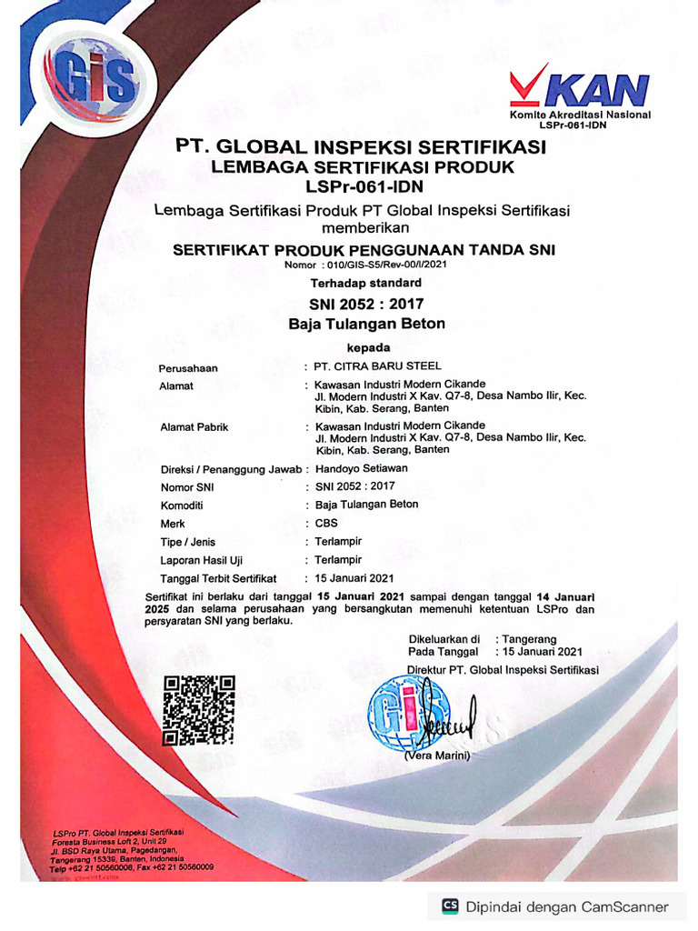 Sertifikat Produk Penggunaan Tanda Sni 2052-2017 | PDF