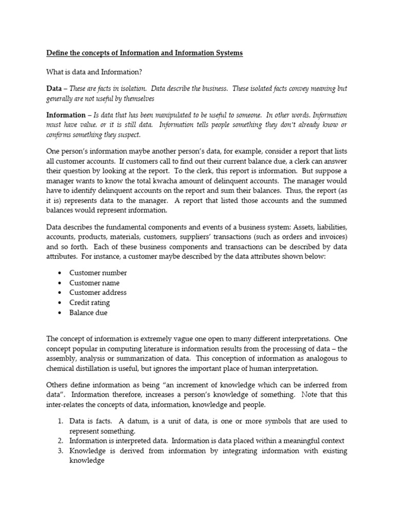 Define The Concepts of Information and Information Systems-ZAF | PDF ...