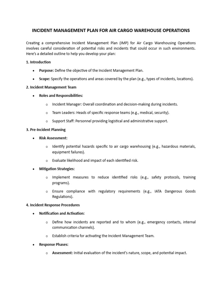 Air Cargo Incident Management Plan | PDF | Incident Management | Risk