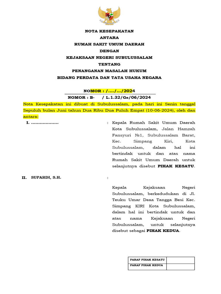 Rancangan Draft MOU Kejari Dan Rsud | PDF | Pengelolaan Keuangan & Uang ...