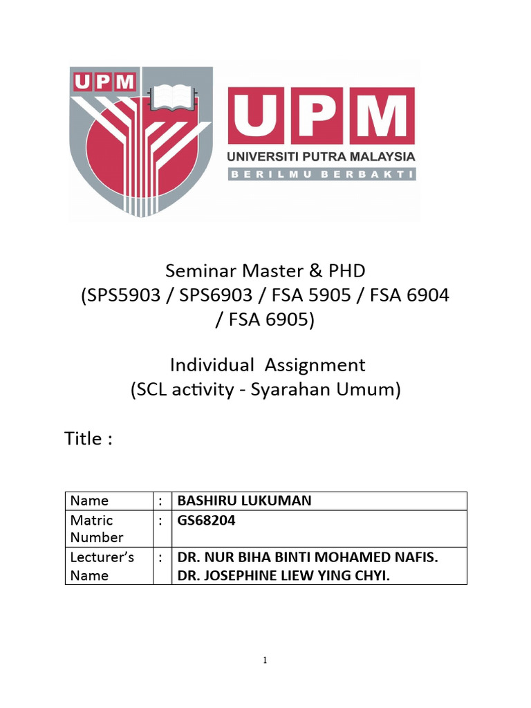 GS68204 Bashiru Lukuman Seminar Postgrad - SCL Activity - Syarahan Umum ...