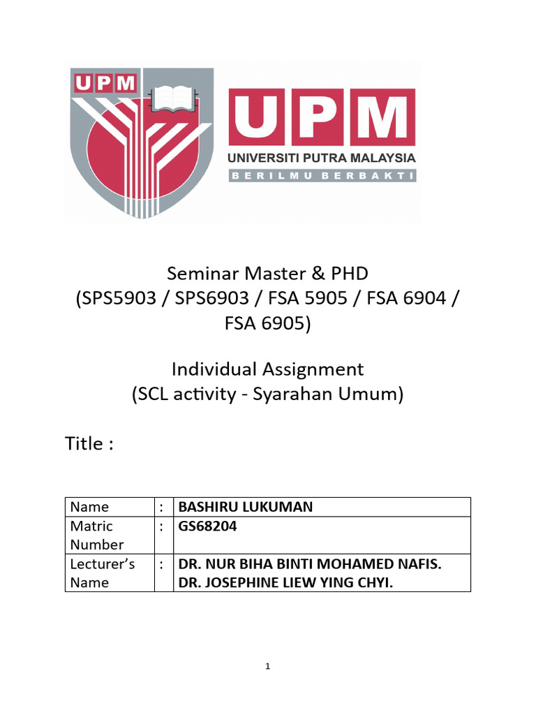 GS68204 Bashiru Lukuman Seminar Postgrad - SCL Activity - Syarahan Umum ...