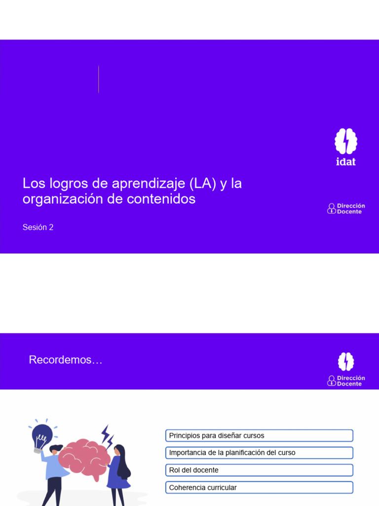 2_Los logros de aprendizaje y la organización de contenidos_Idat | PDF | Aprendizaje | Evaluación