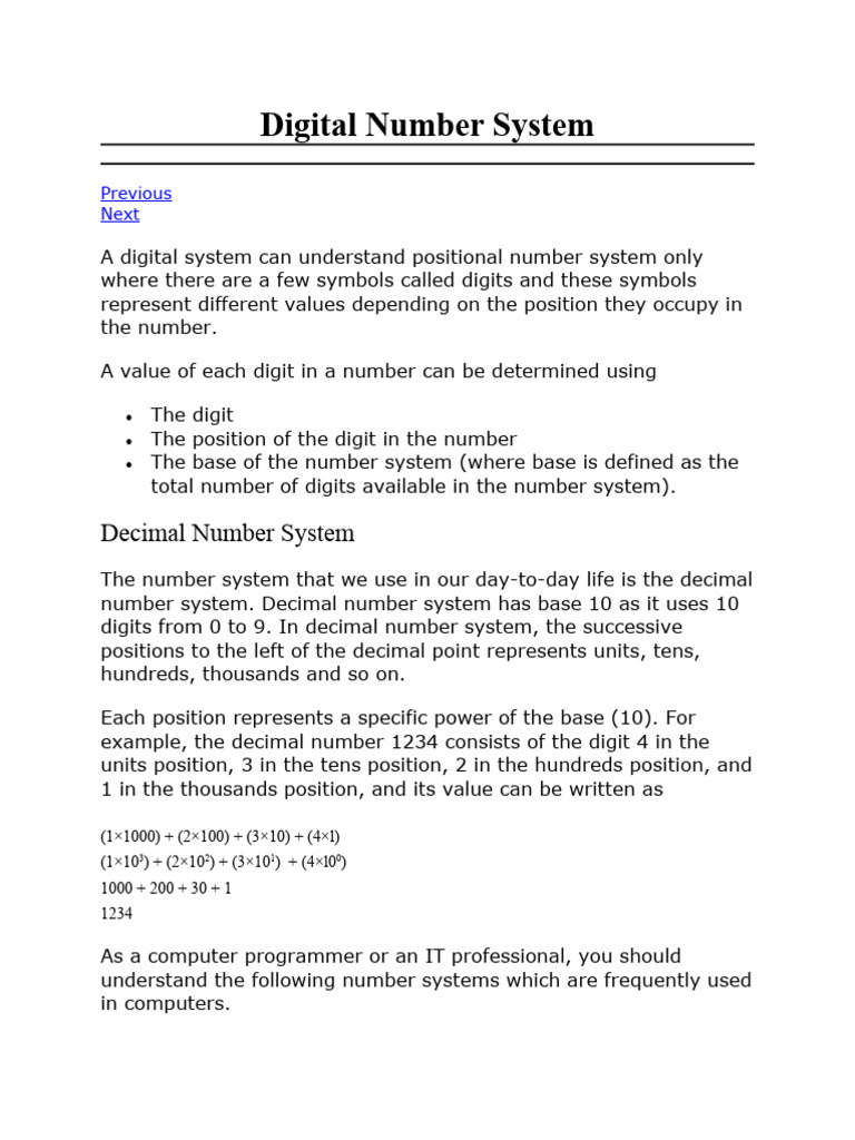 Digital Number System | Download Free PDF | Arithmetic | Notation