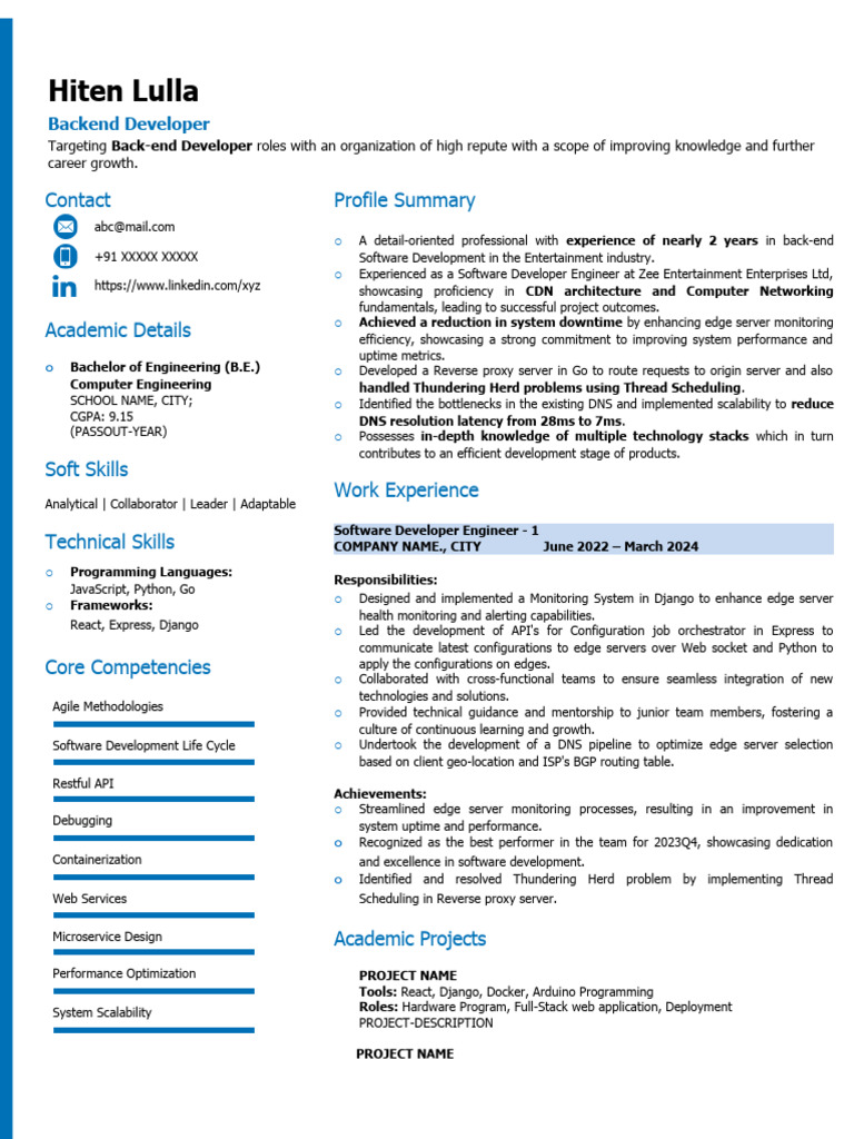 Resume Template | PDF | Information Technology Management | Computer Networking