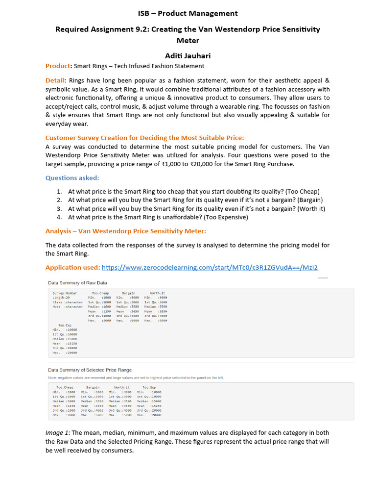 ISBPM Assignment 9.2 Aditi Jauhari | PDF | Pricing | Prices