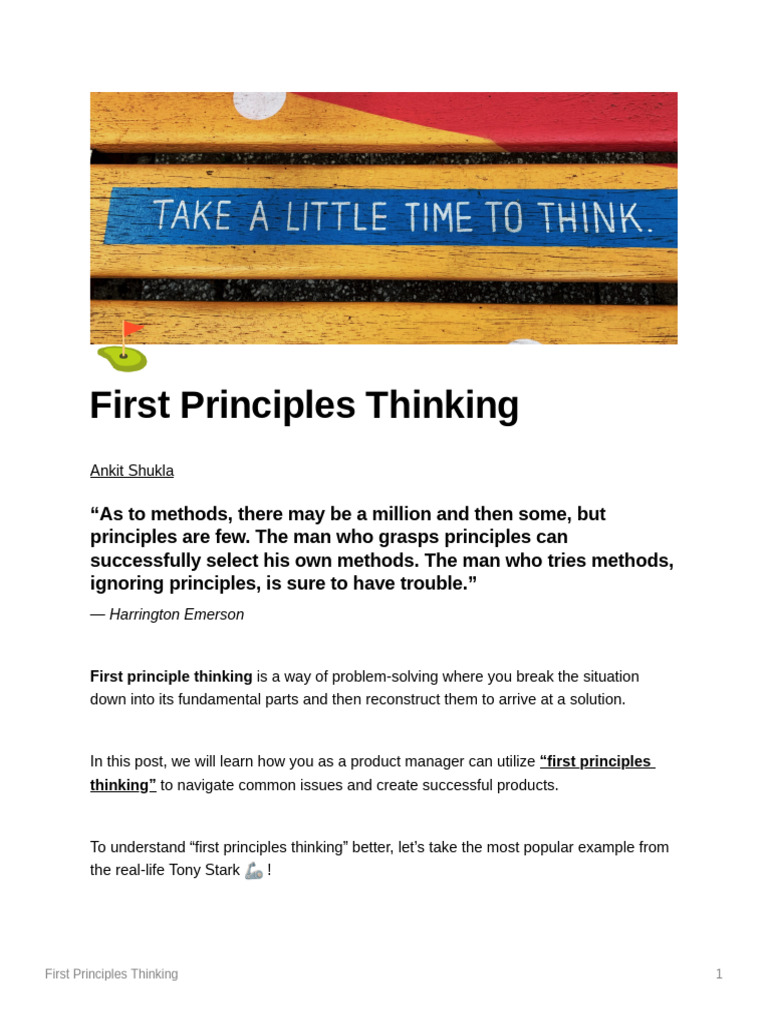 First Principles in Product Management | PDF | Thought | Amazon Web ...
