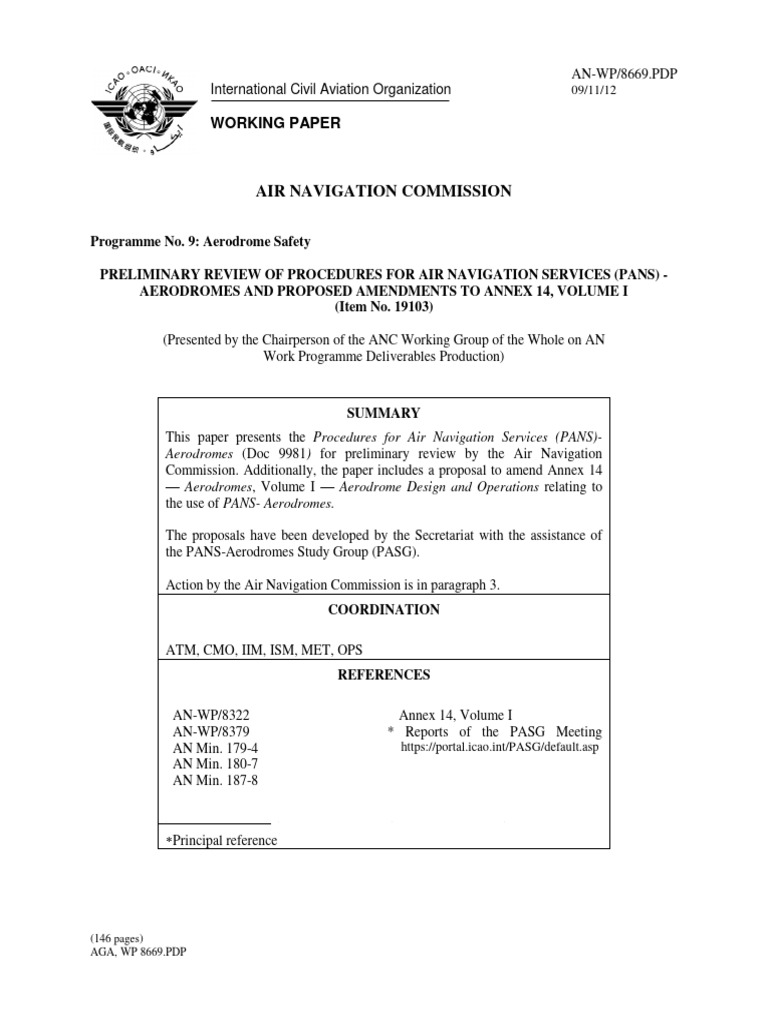 ICAO PANS-Aerodromes - Draft First Edition | PDF | Safety ...