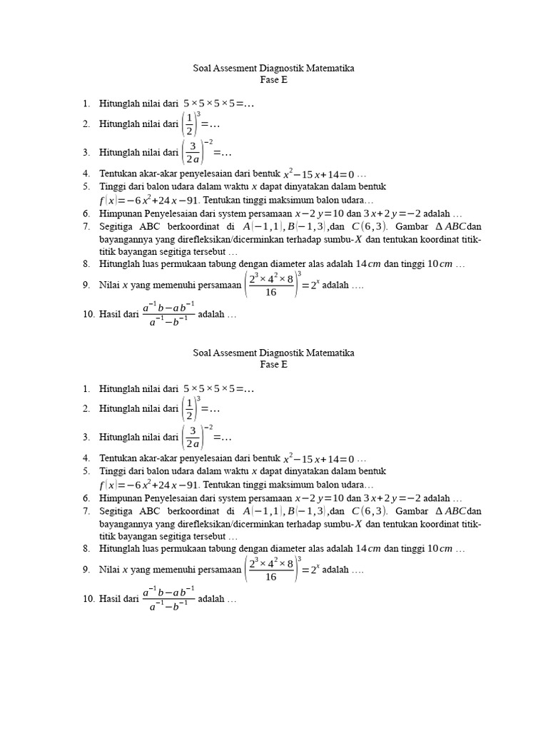 Soal Assesment Diagnostik Fase E | PDF | Metode & Bahan Ajar | Sains ...