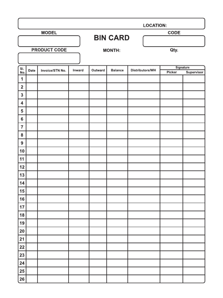Bin Card | PDF