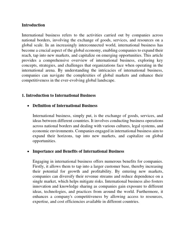 International Business | PDF | Supply Chain | Market (Economics)