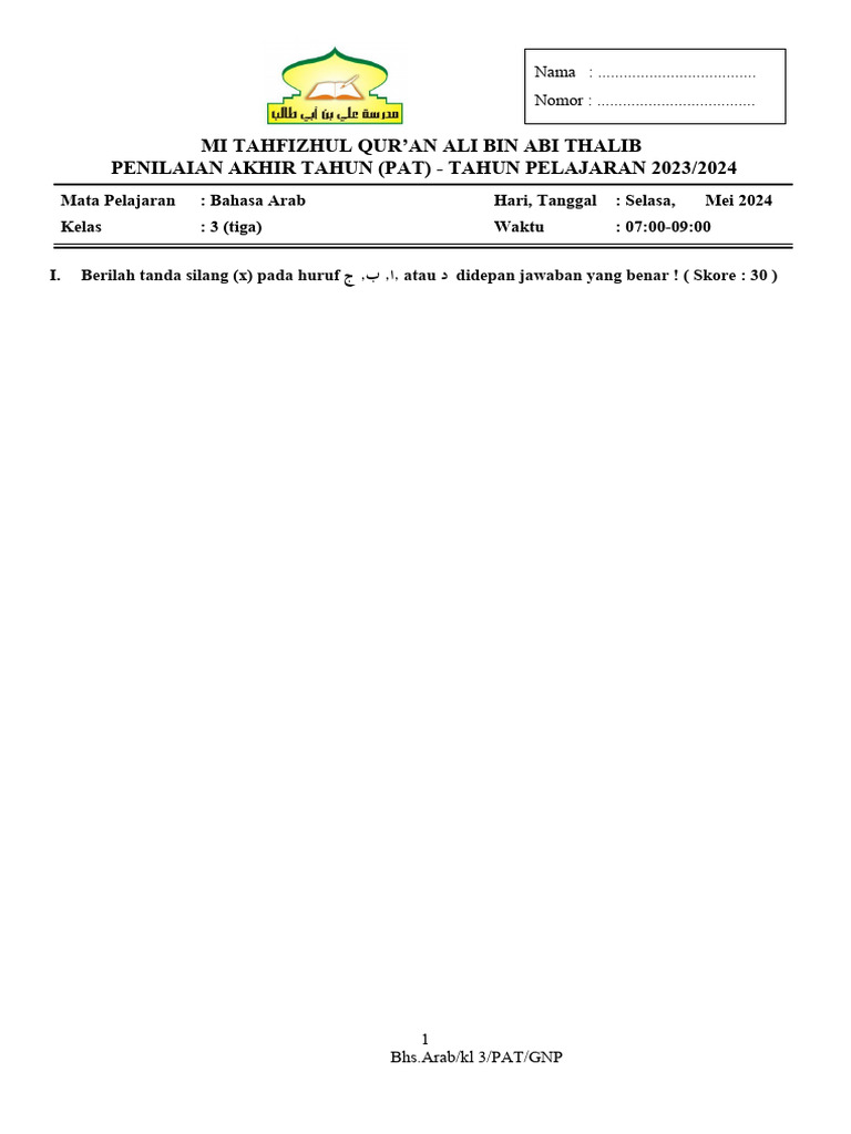 EDIT Soal PAT3 Arab | PDF