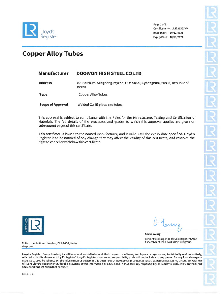 Copper Alloy (Cu-Ni) Pipe - LR Approved | PDF