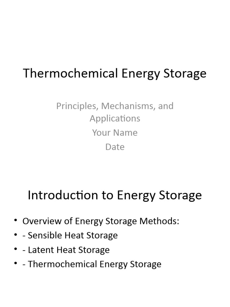 Thermochemical Energy Storage Presentation (2) | PDF