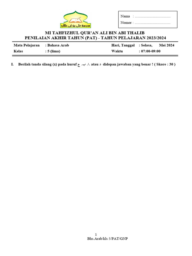 EDIT Soal PAT5 Arab | PDF