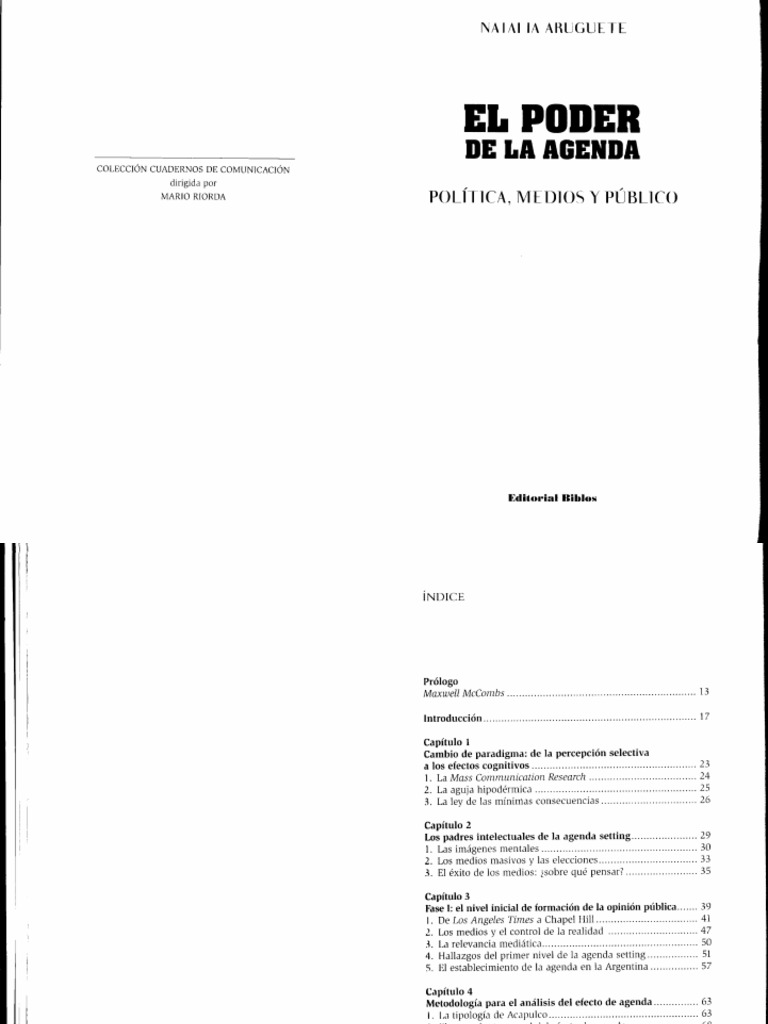 Aruguete, N. (2016) - El Poder de La Agenda. Politica, Medios y Publico. Intruduccion y Cap. 9 ...
