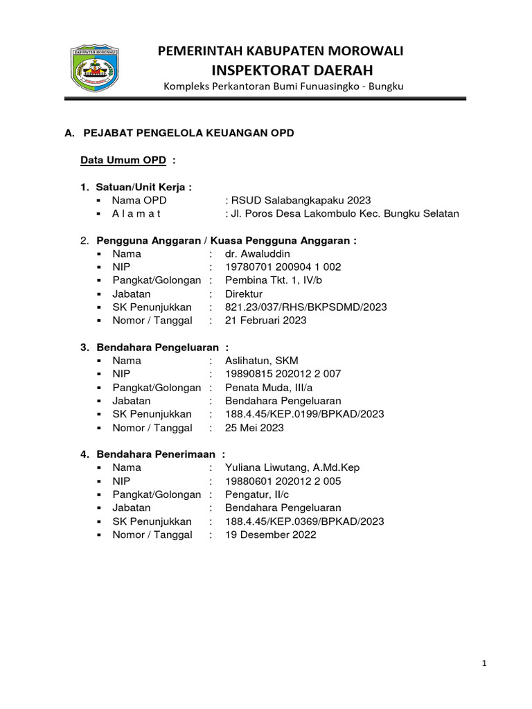 RSUD Salabangkapaku Audit 2023 | PDF | Bisnis | Pengelolaan Keuangan & Uang