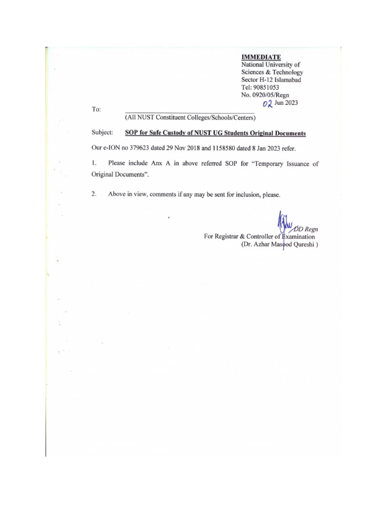 Temporary Issuance of Original Documents | PDF