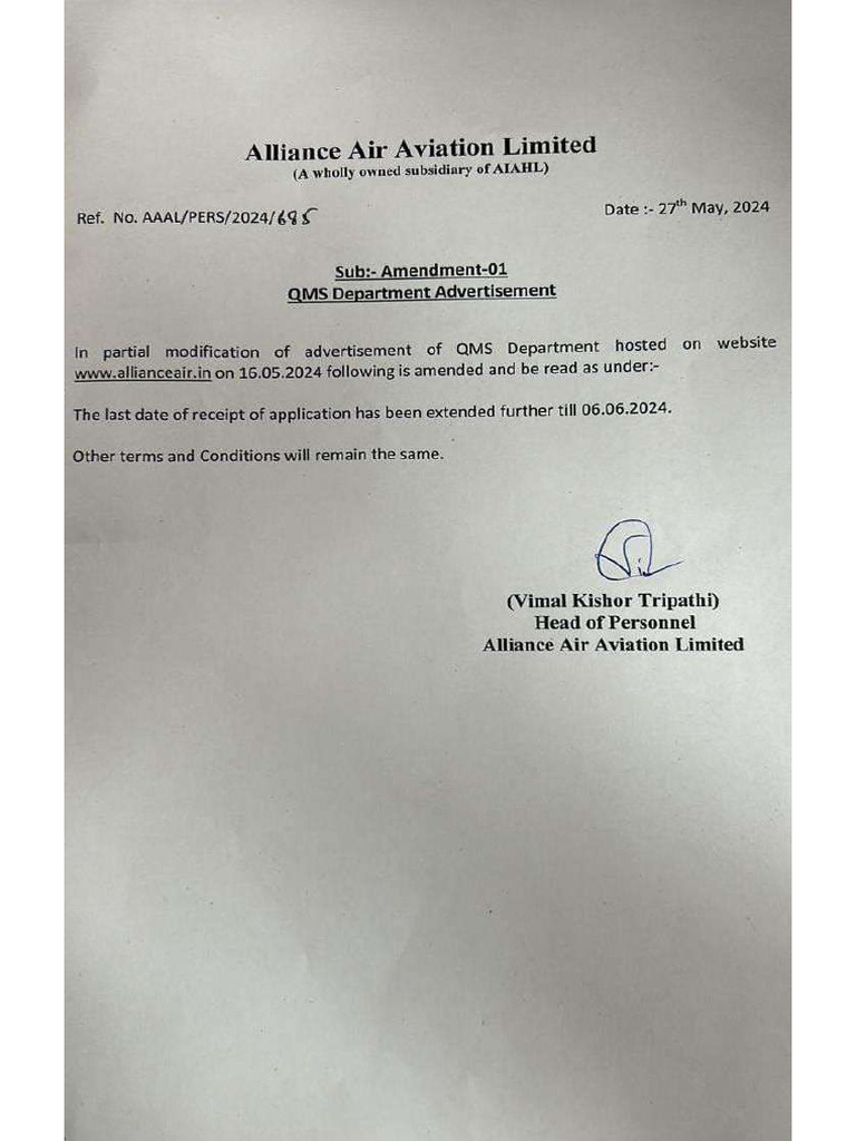 Amendment Qms Advertisement 27may2024 | PDF | Audit | Quality ...