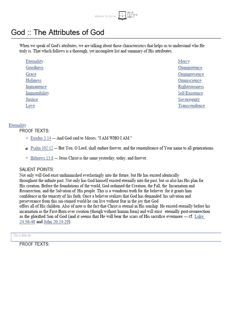 The Attributes of God - Study Resources | PDF | Grace In Christianity ...
