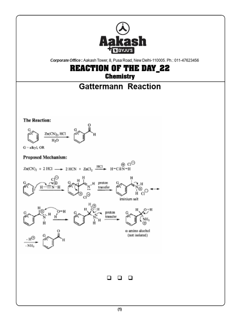 22 Gattermann Reaction | PDF | Applied And Interdisciplinary Physics ...