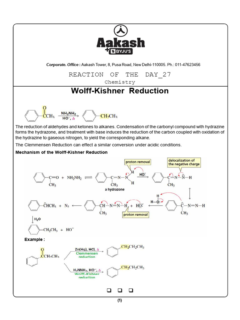 27 Wolff-Kishner Reduction | PDF | Organic Chemistry | Chemistry