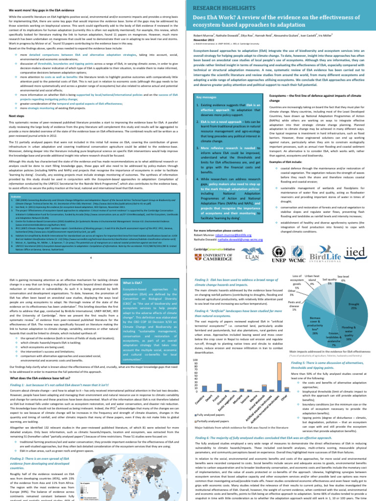 Does EbA Work A Review of The Evidence On The Effectiveness of ...