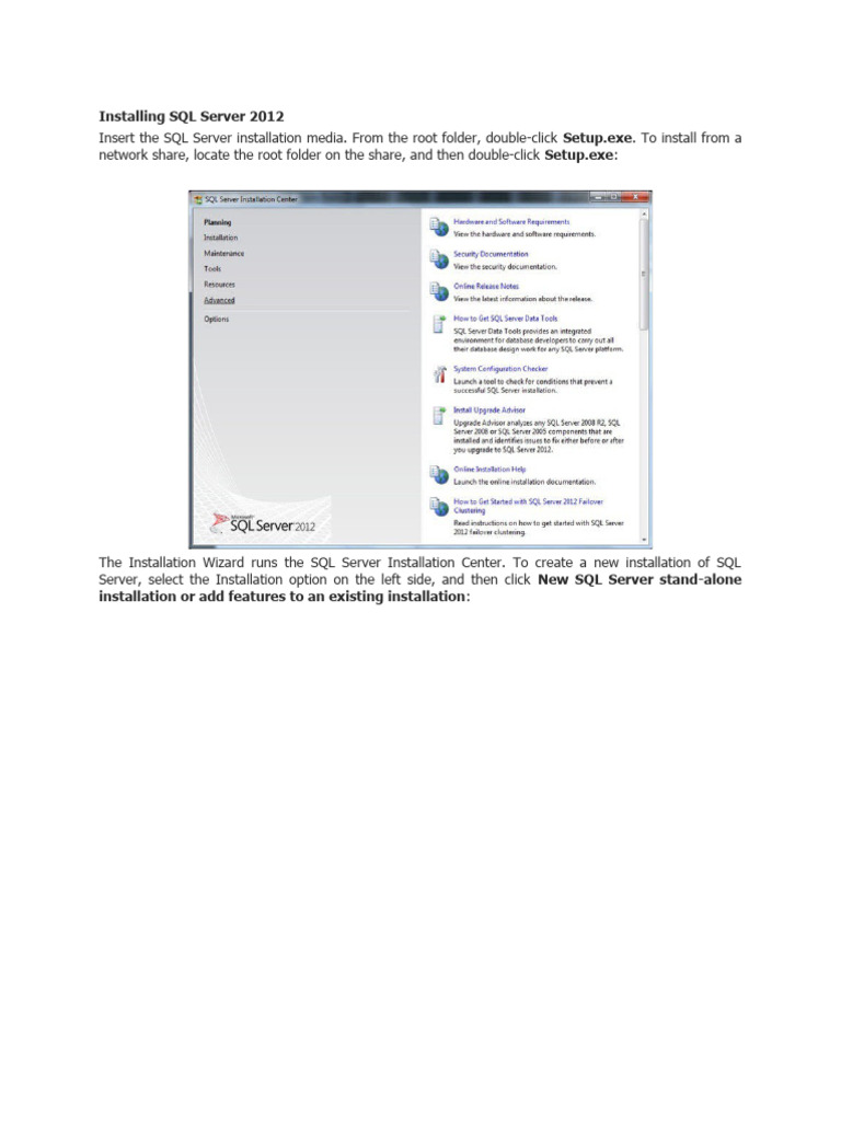 Installing Sql Server 2012 Pdf Microsoft Sql Server Installation