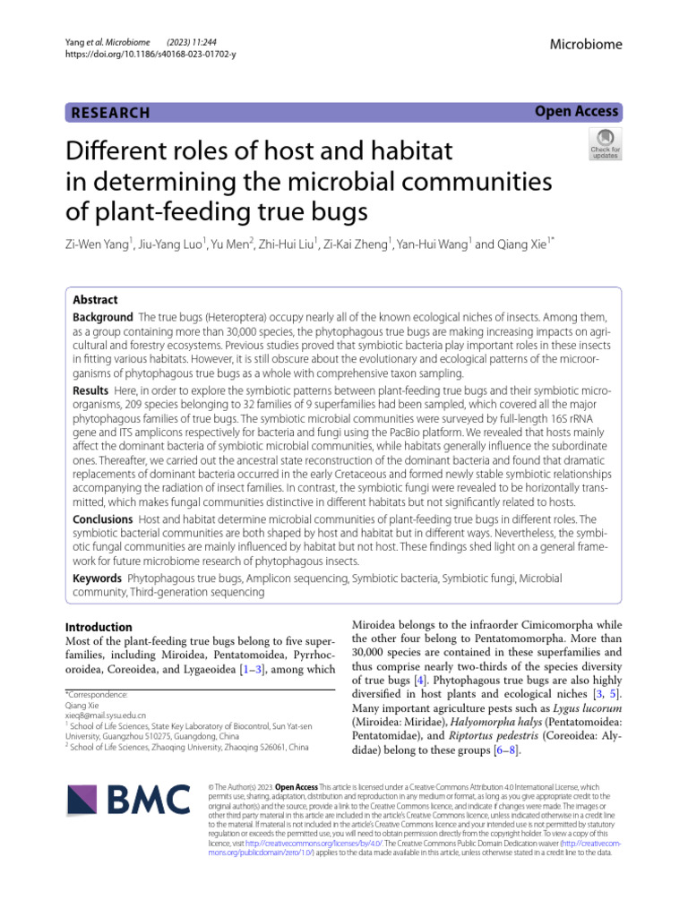 Different Roles of Host and Habitat in Determining The Microbial ...