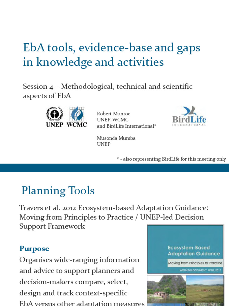 EbA Tools, Evidence-Base and Gaps in Knowledge and Activities | PDF ...