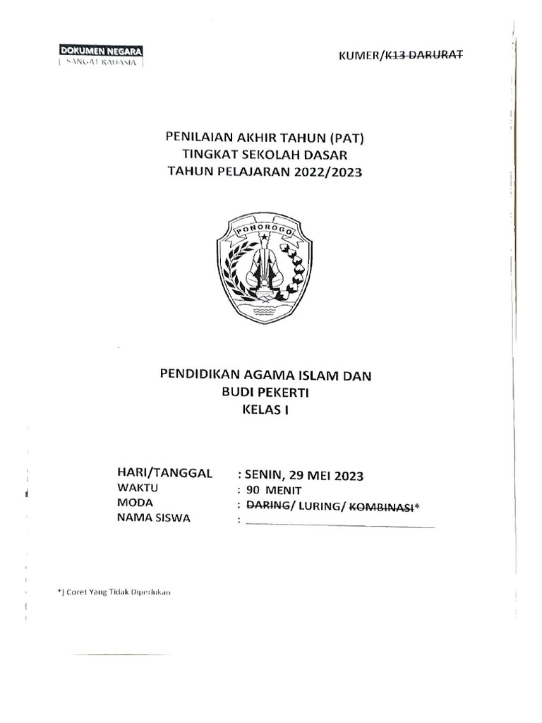 Latihan PAT PAI | PDF