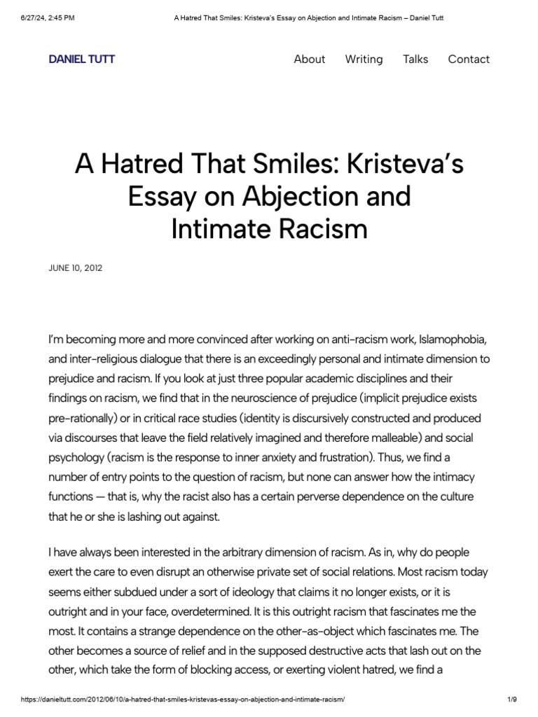 Kristeva's Abjection and Racism Analysis | PDF | Racism ...