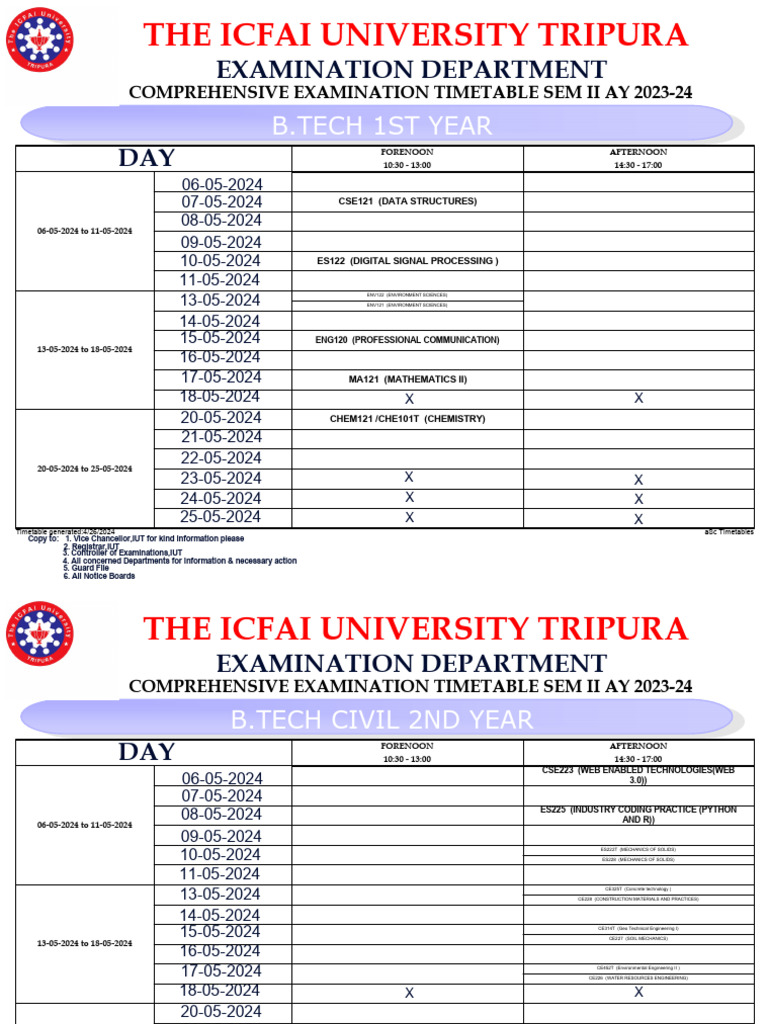 Revised Comprehensive Timetable | PDF | Electronic Engineering | Information