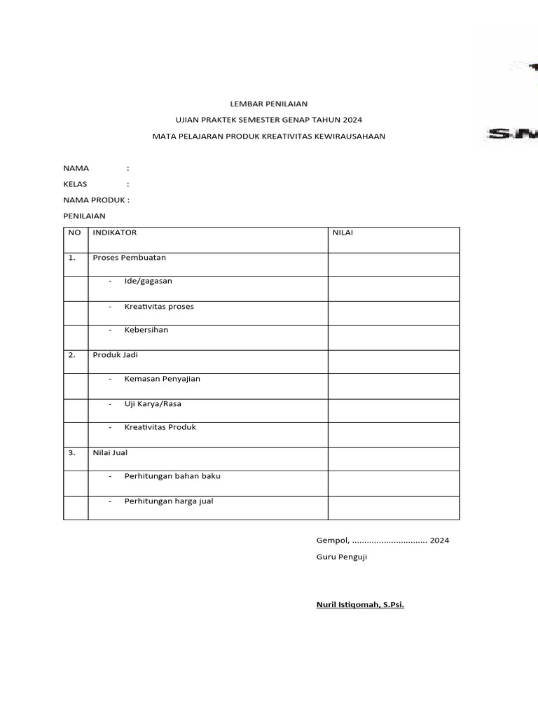 Format Penilaian Ujian Praktek | PDF Format Penilaian Ujian Praktek | PDF