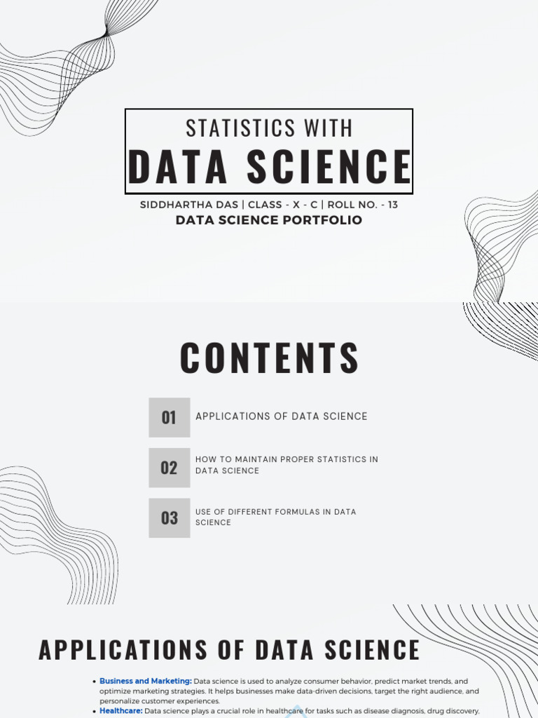 Data Science Statistics With Data Science Portfolio Pdf Statistics