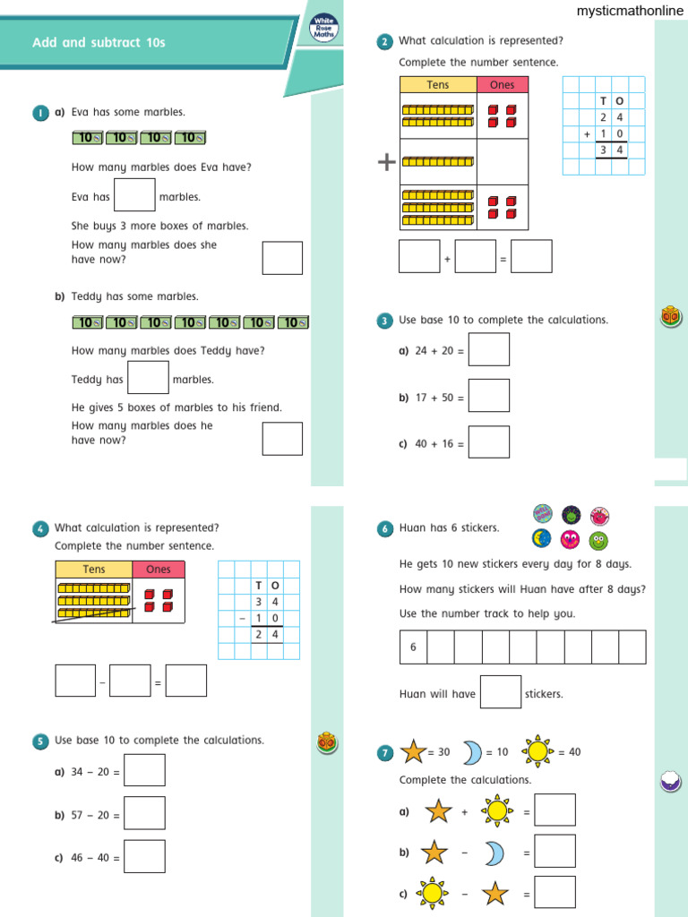Add and Subtract 10s | PDF