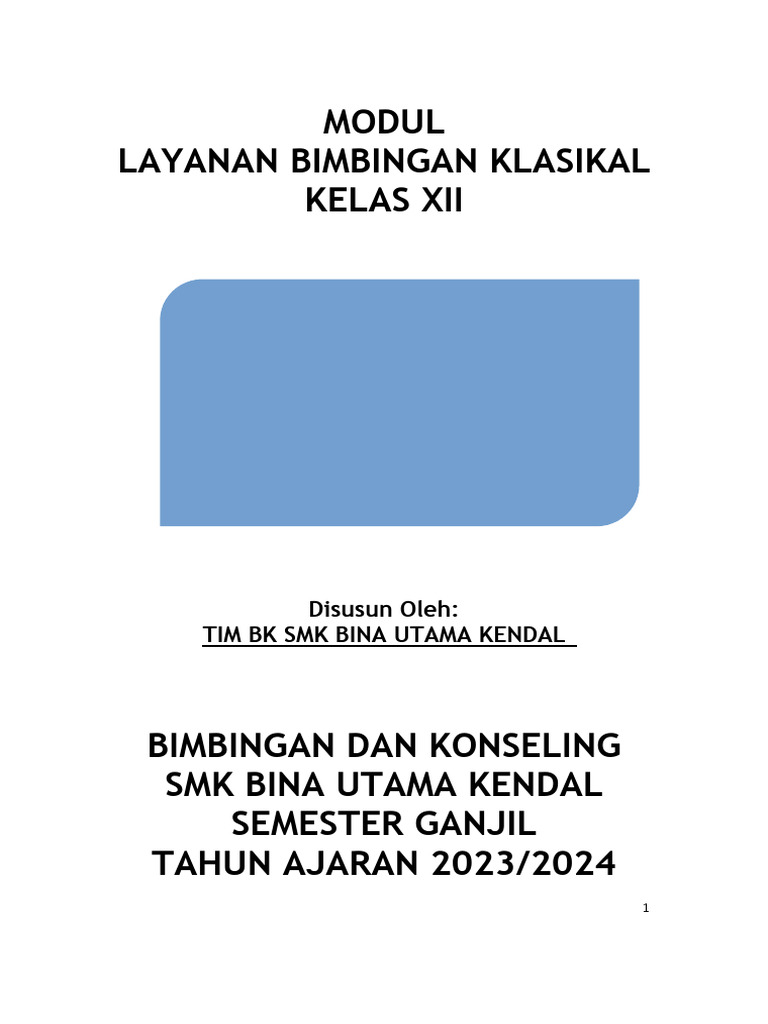 Modul BK k13 Kelas Xii 2024 - Rahayu | PDF