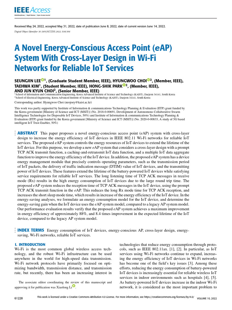 A Novel Energy-Conscious Access Point EAP System With Cross-Layer Design in Wi-Fi Networks For ...