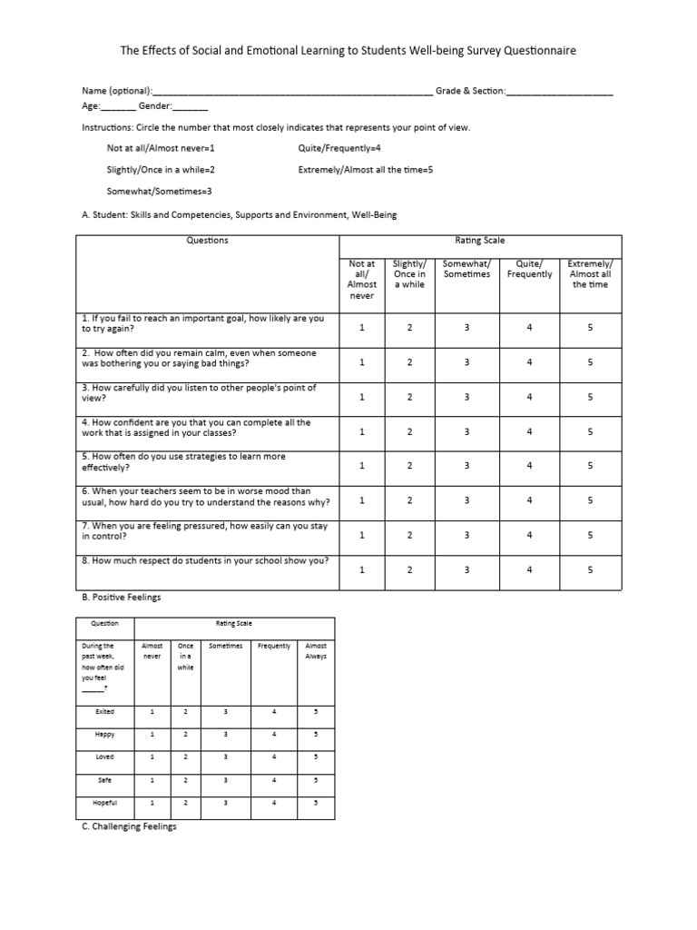 Questionnaire-WPS Office | PDF | Well Being | Questionnaire